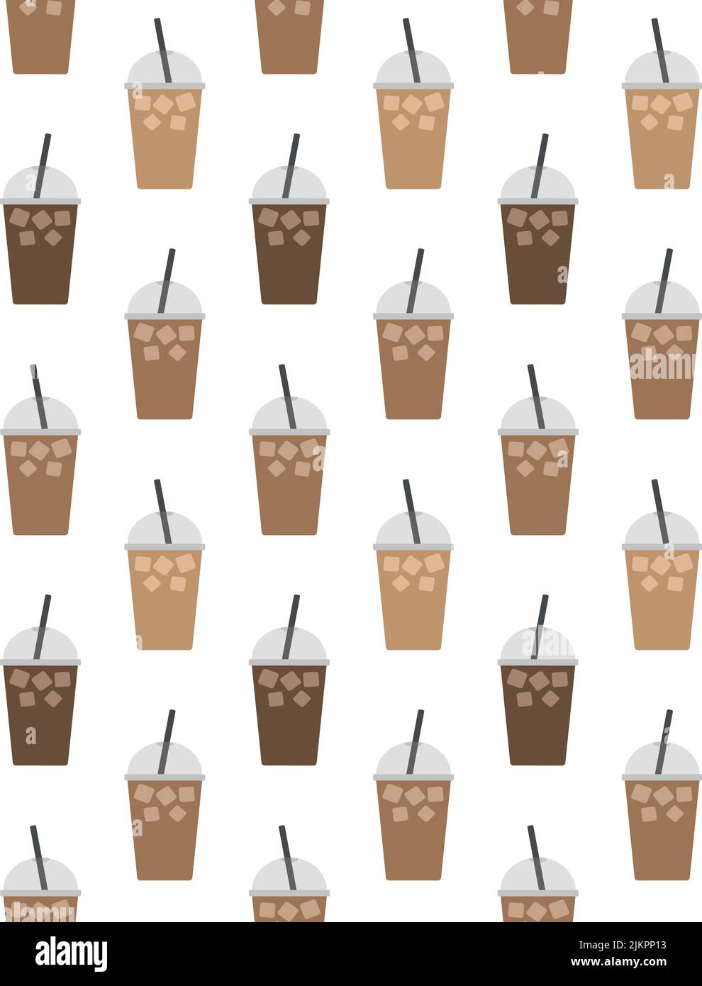 Vector seamless pattern of different flat iced coffee isolated on white ...
