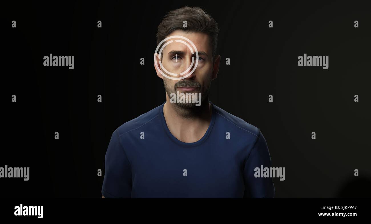 3D Rendering of face detection and eye tracking Stock Photo - Alamy