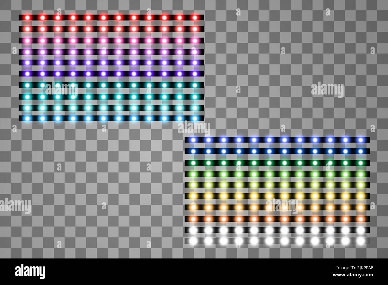 Shining led vector stripes, neon illumination on transparent background ...