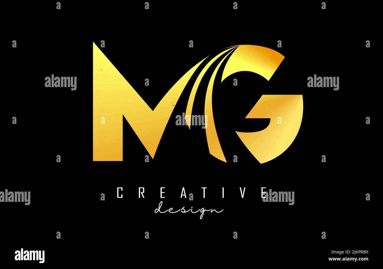 Creative Golden Letter Mg M G Logo With Leading Lines And Road Concept Design Letters With