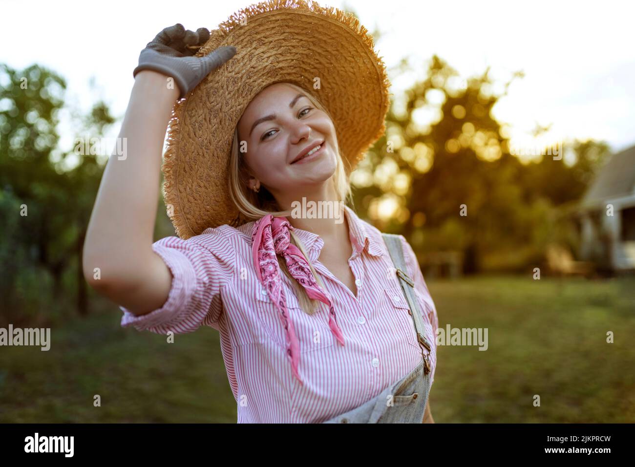 Beautiful woman in yard beautiful woman hi-res stock photography and ...