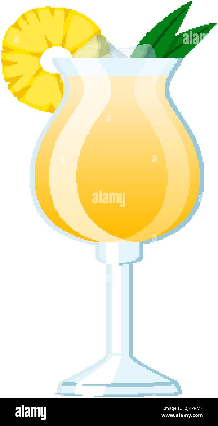 pina colada cocktail cartoon vector illustration Stock Vector Image ...