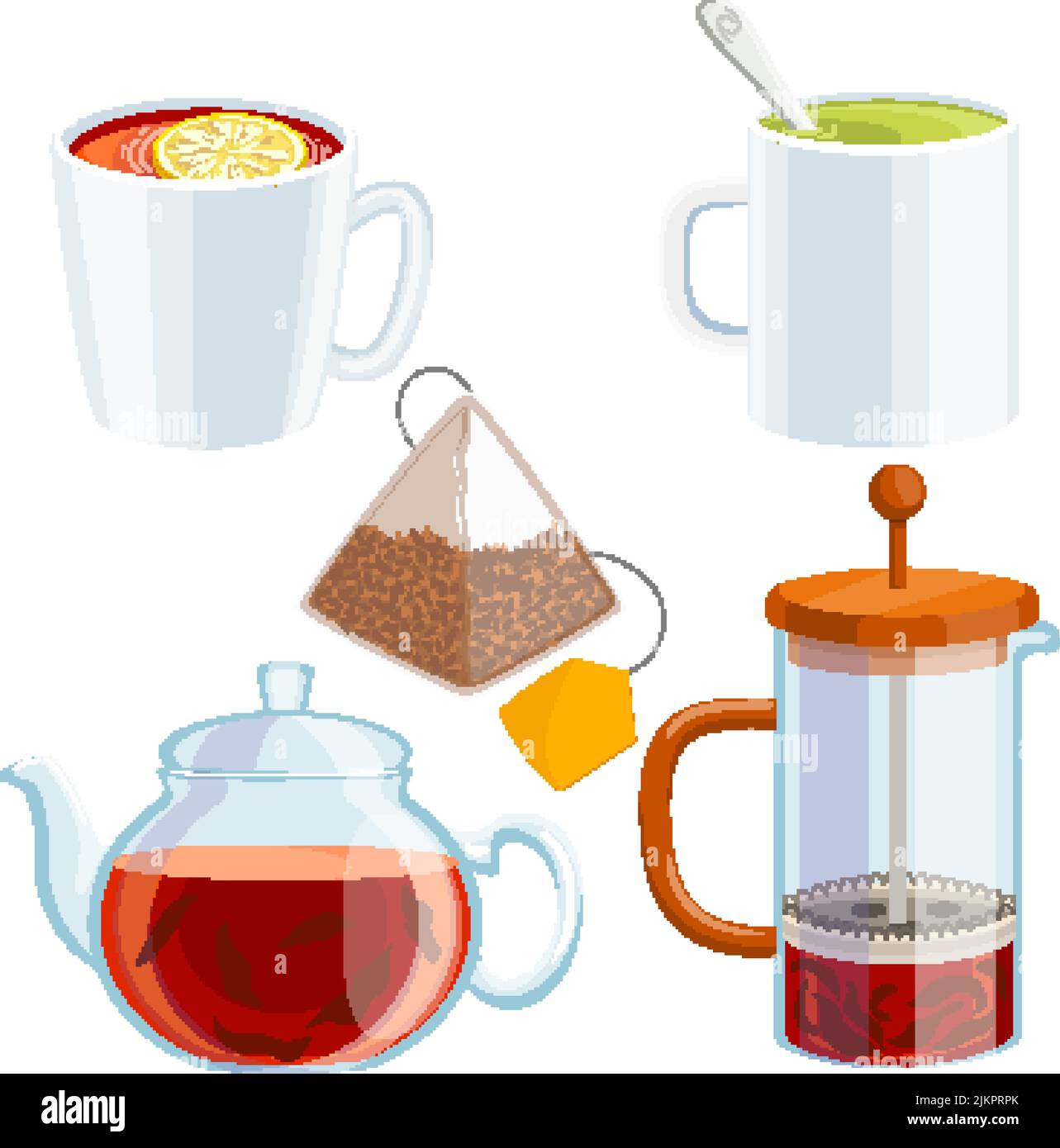 tea cup drink set cartoon vector illustration Stock Vector Image & Art ...