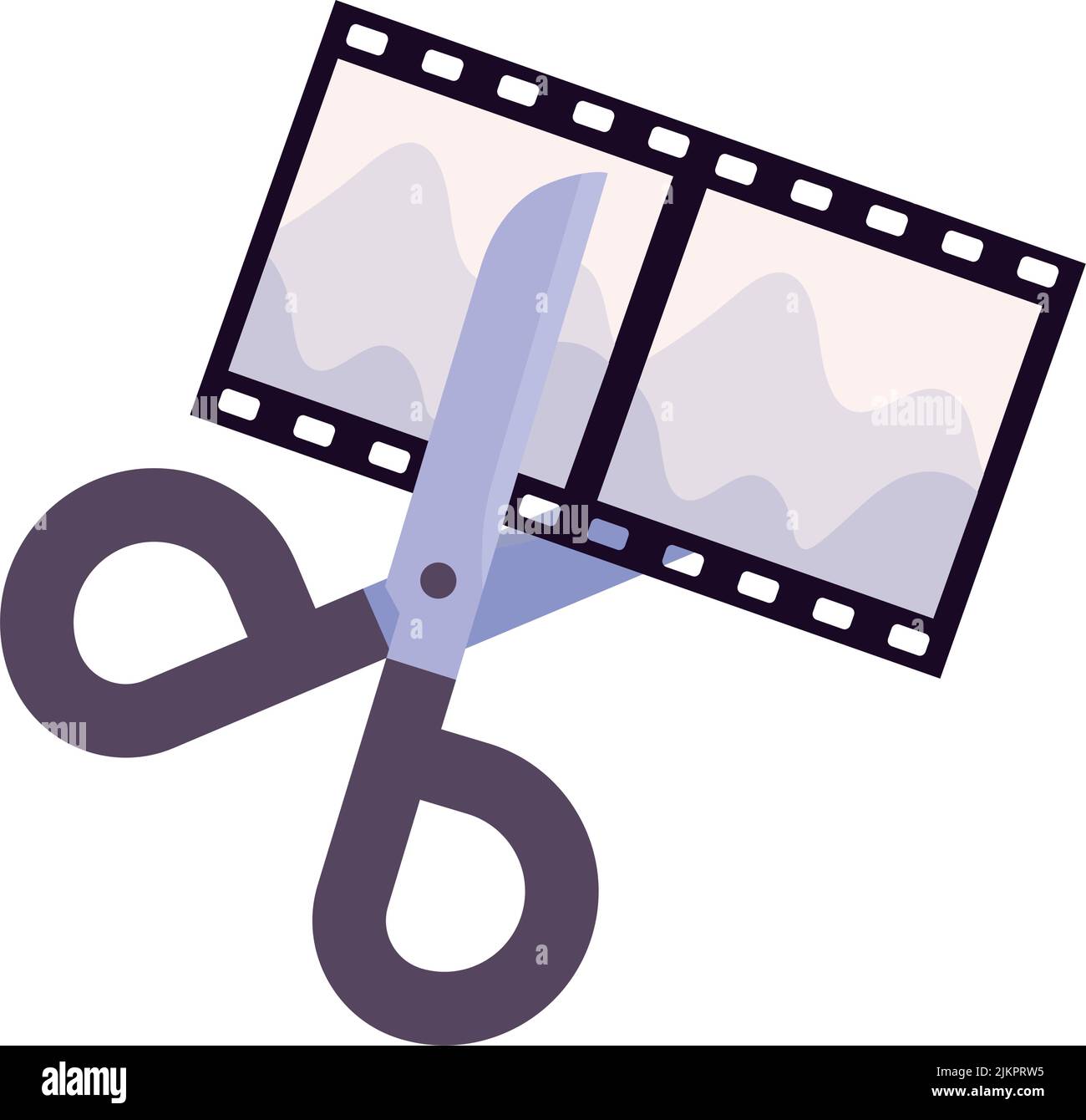 Scissors cutting photo film semi flat color vector object Stock Vector ...