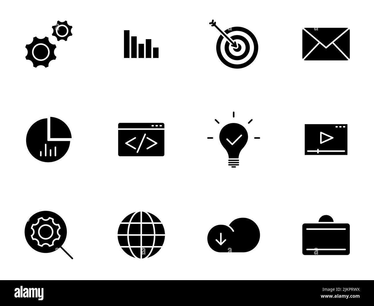 Seo silhouette vector icons isolated on white. Seo icon set for web, mobile apps, ui design and ...
