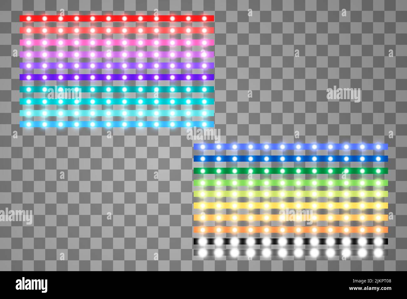 Shining led vector stripes, neon illumination on transparent background ...