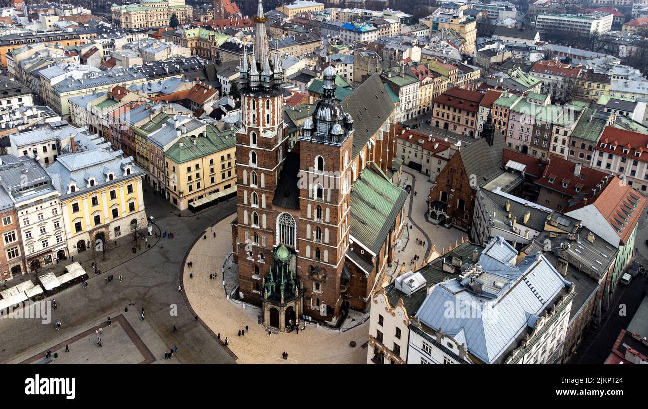 An aerial view of the old Polish city of Krakow Stock Photo - Alamy