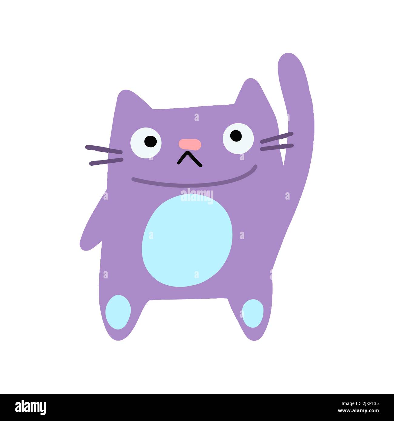 Vector Kawaii cute cat isolated on white background. Cartoon happy blue ...