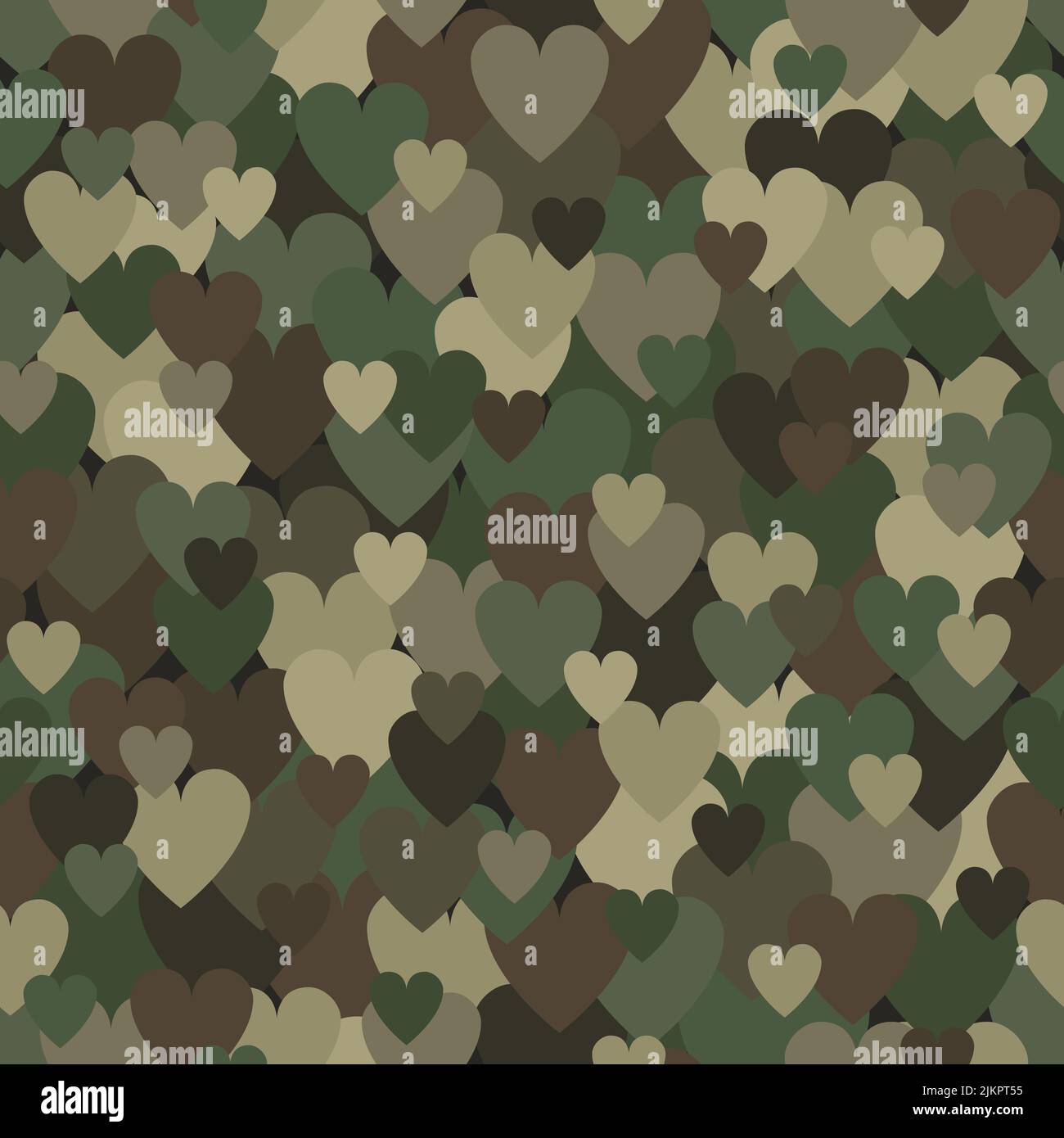 Green and Brown Military Camouflage Seamless Pattern with Heart Spots ...