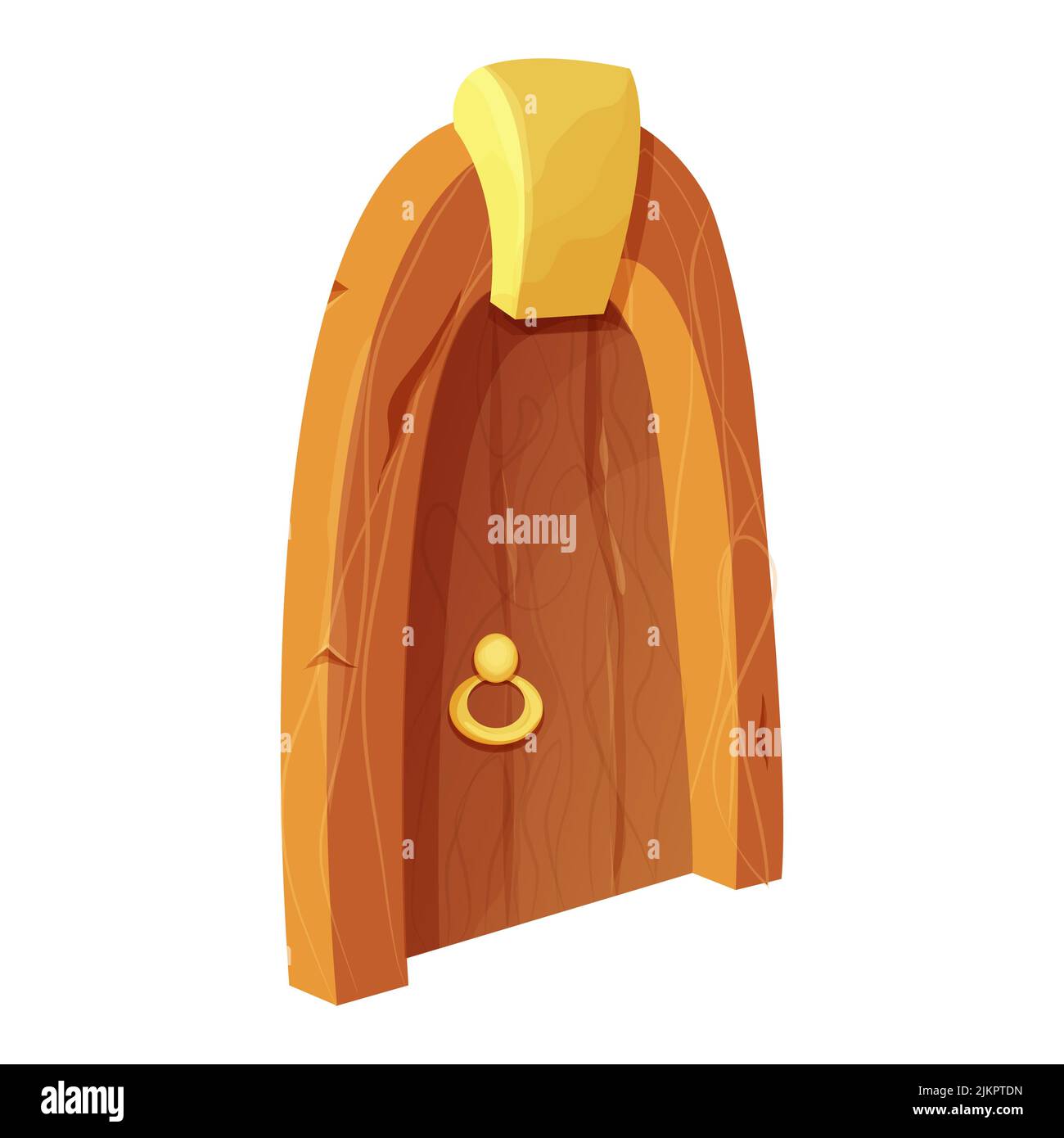 Wooden door in cartoon style, comic isolated on white background ...