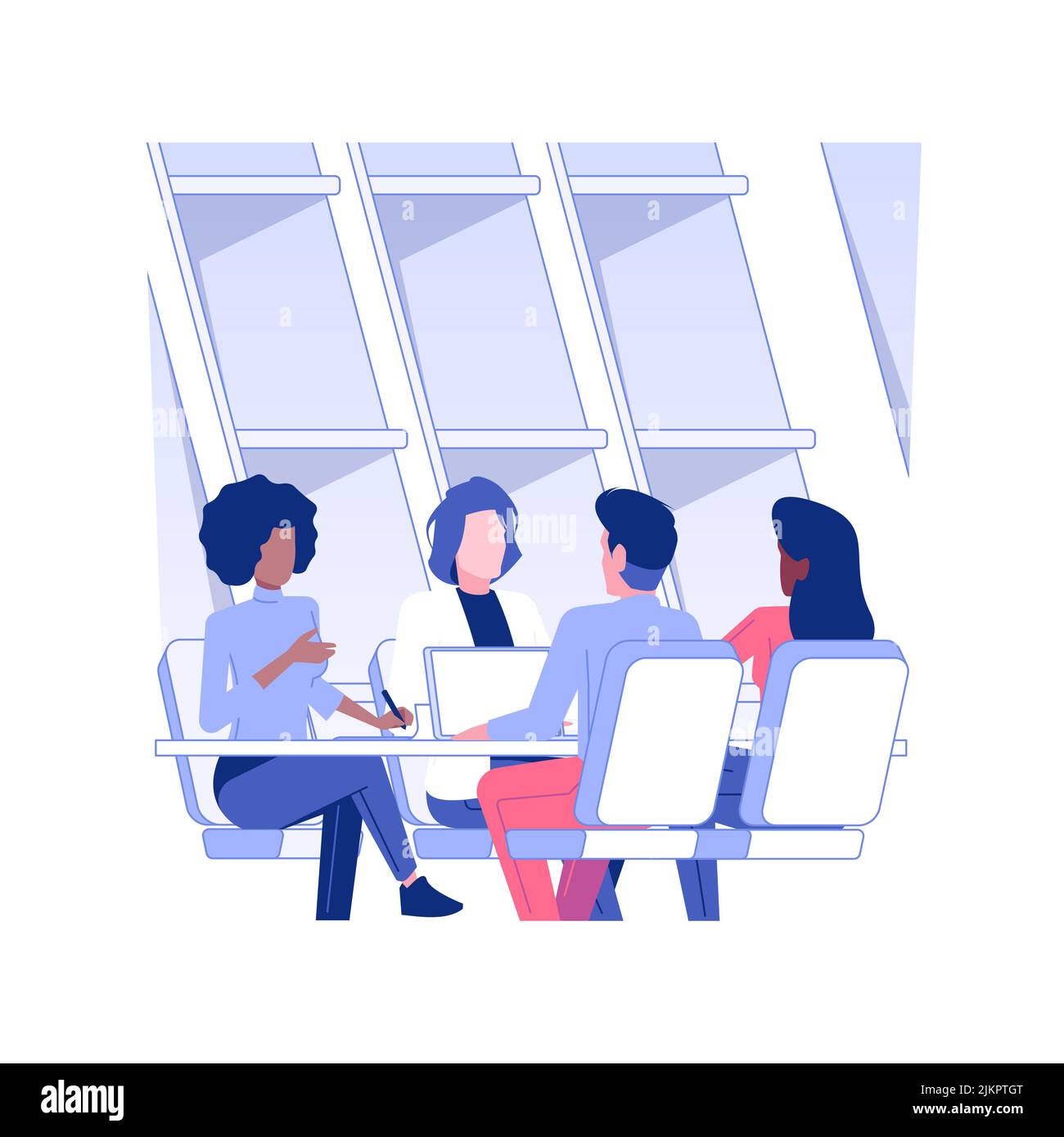 Airport meeting room isolated concept vector illustration. Group of ...