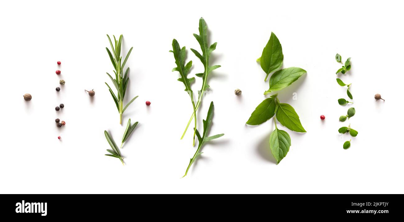 Italian Fragrant Seasonings And Spices On White Background. Cooking ...