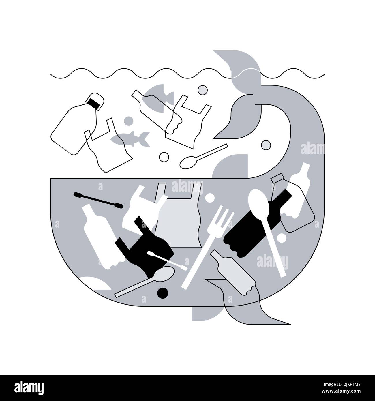 Plastic pollution abstract concept vector illustration. Plastic ocean ...