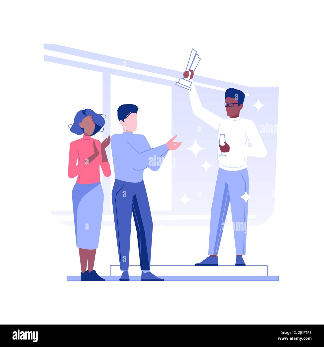 Company celebrations isolated concept vector illustration. Smiling man ...