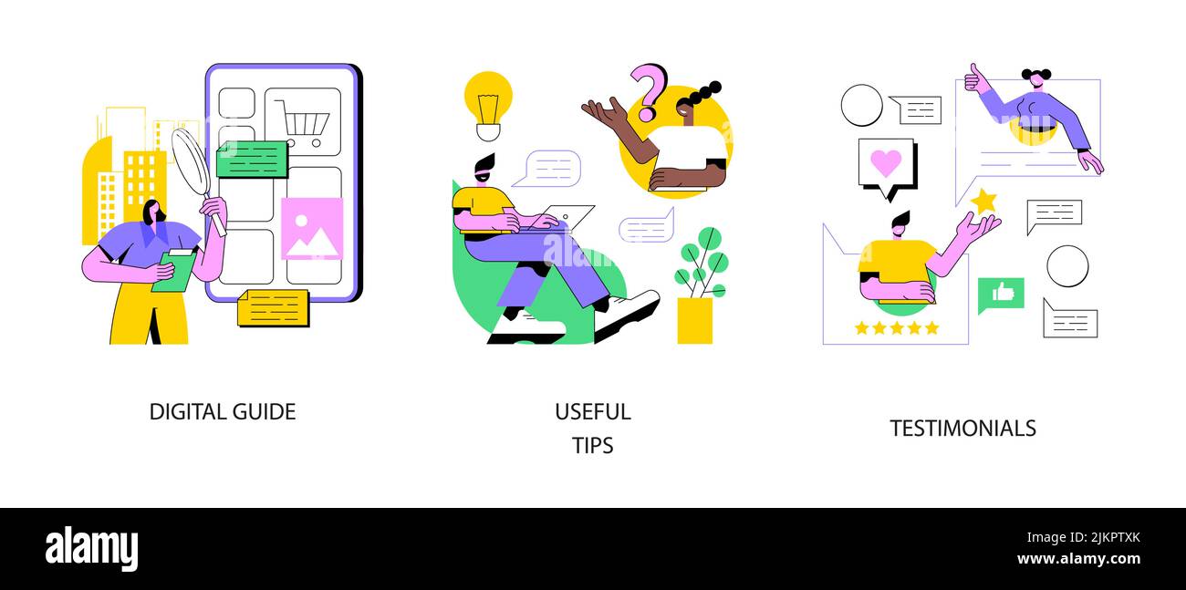 Customer help abstract concept vector illustration set. Digital guide ...