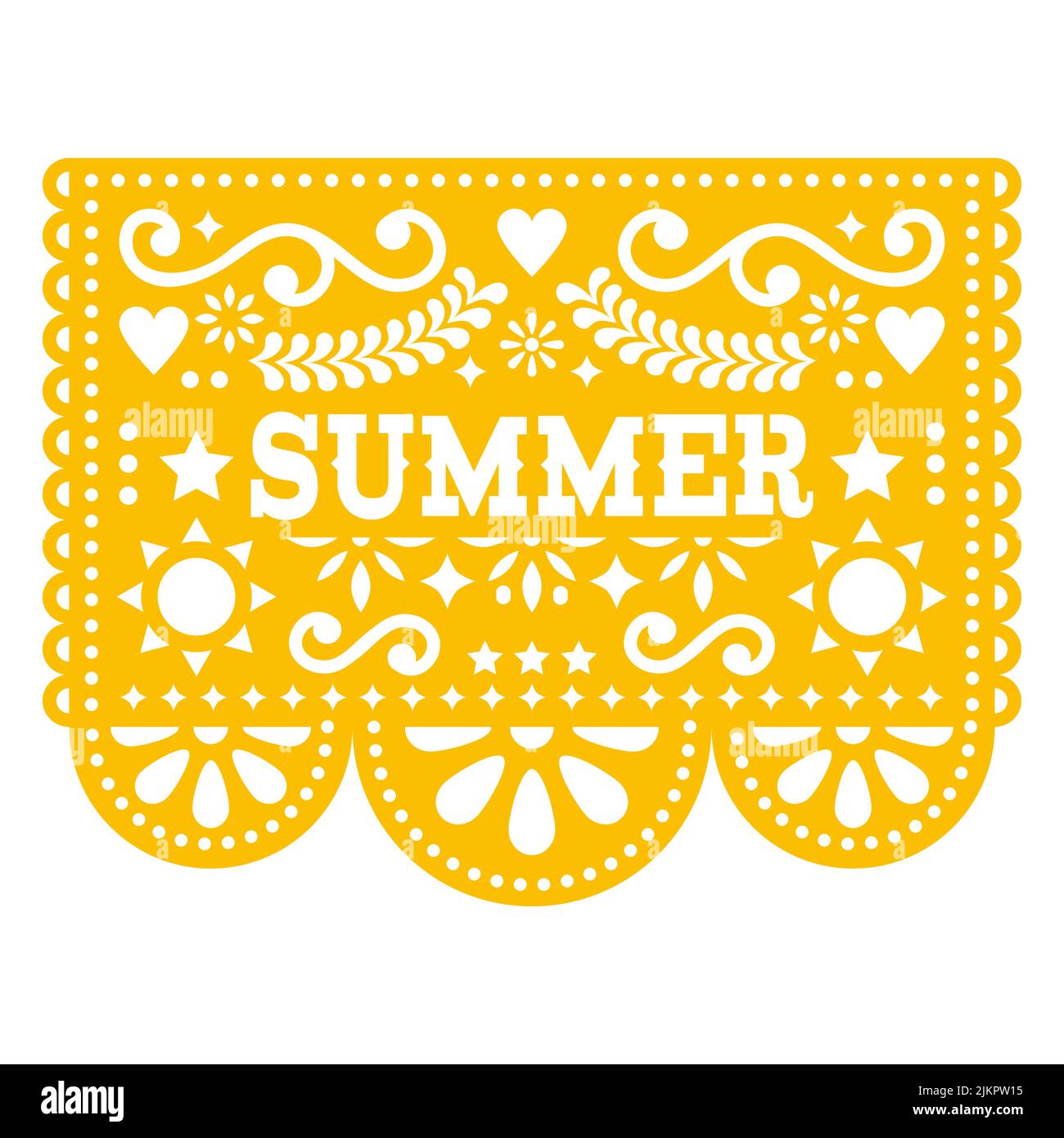 Papel Picado summer holidays vector design - traditional paper cutout ...