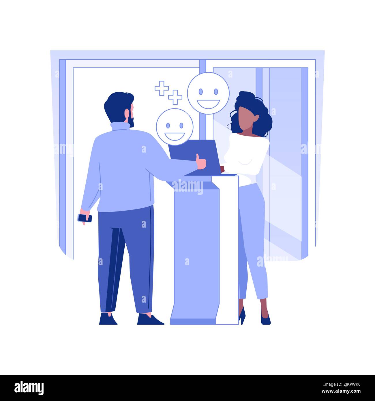 Client satisfaction isolated concept vector illustration. Receptionist ...