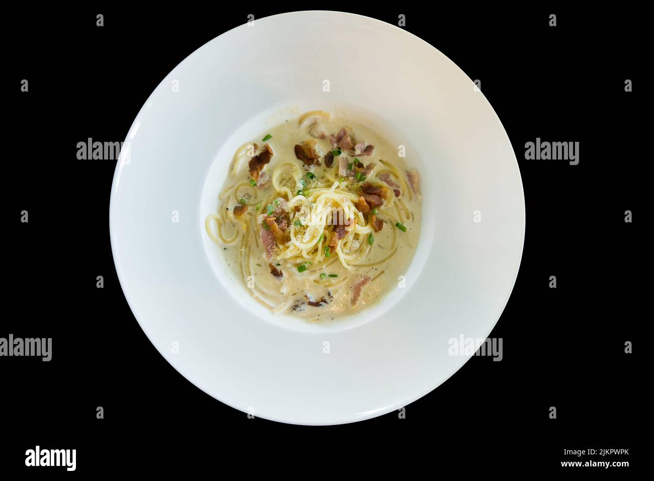Die cut of Carbonara Spaghetti on black isolated Stock Photo - Alamy