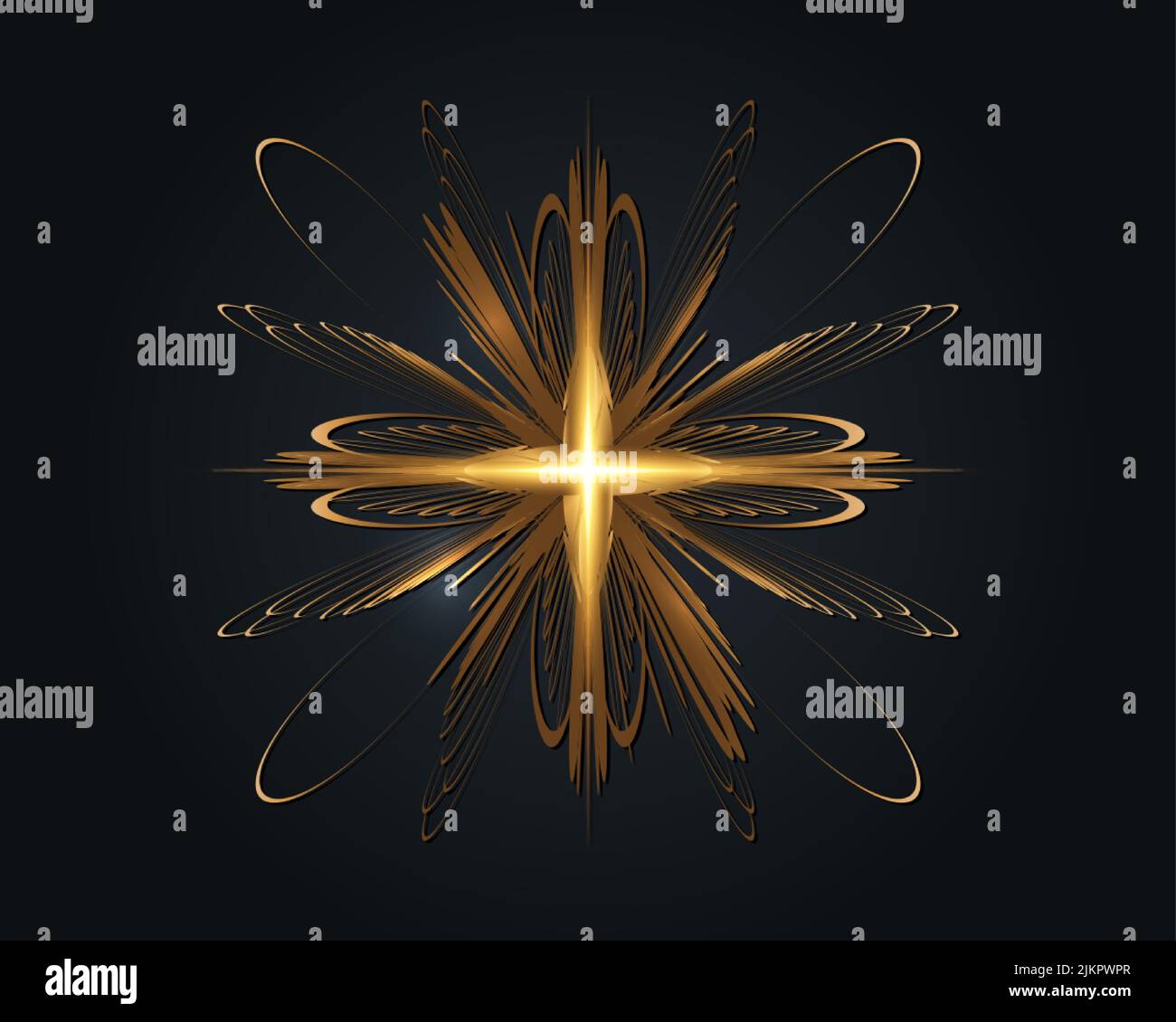 Sacred cross of light, shiny Cross with ancient golden frame symbol of ...