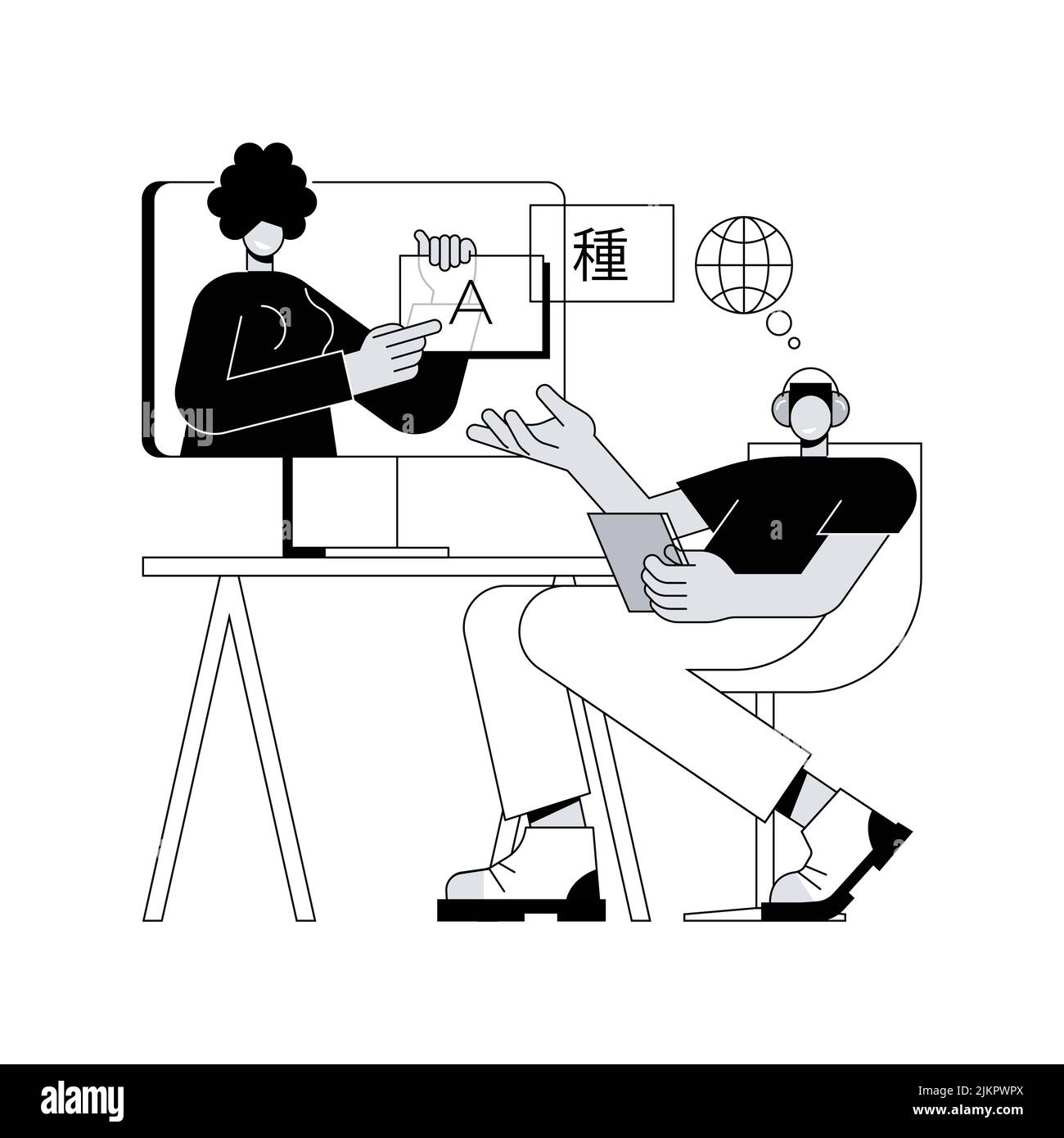 Online language school abstract concept vector illustration. Recorded ...