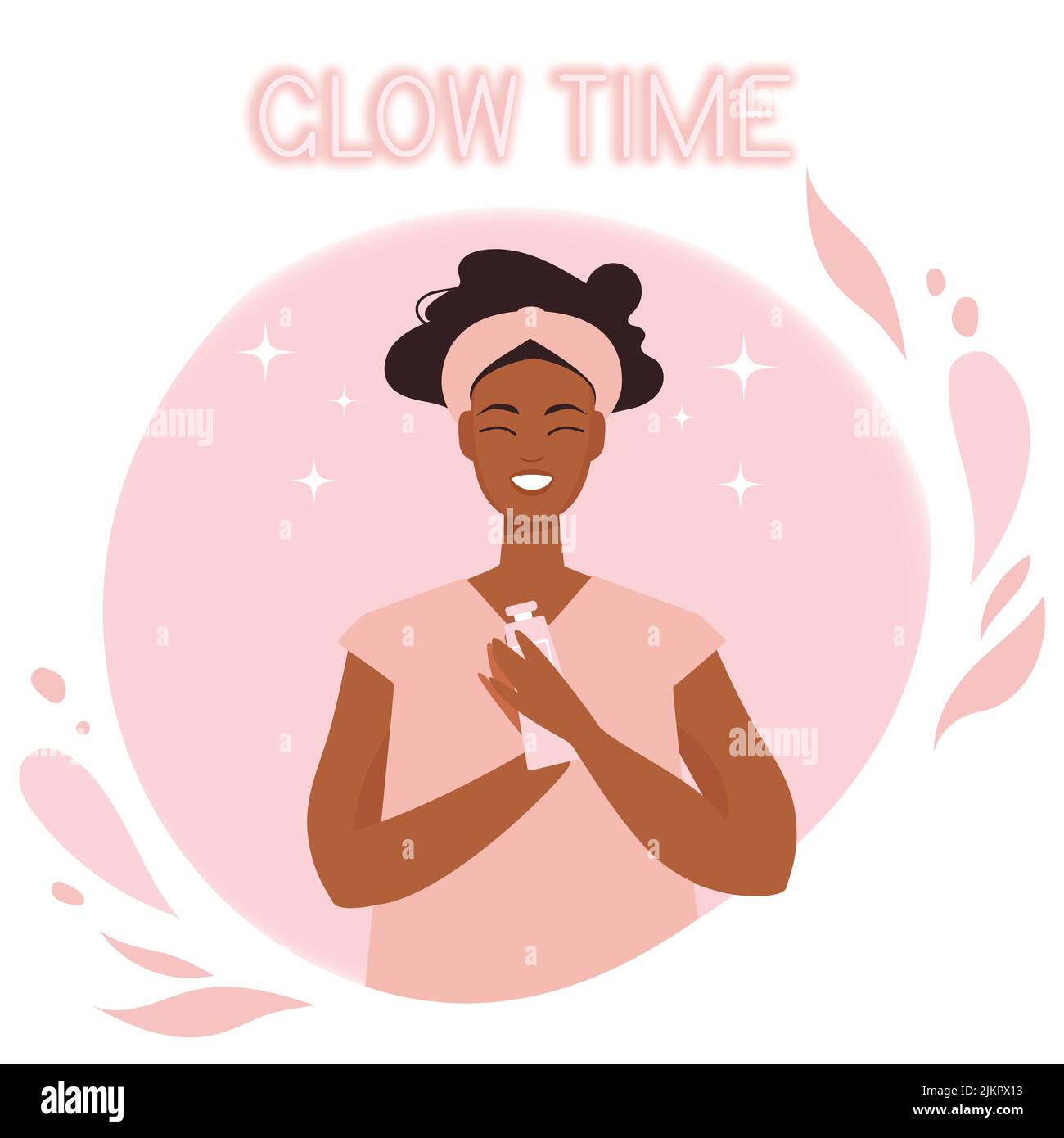 Glow Time Card with A Girl and text Stock Vector Image & Art - Alamy