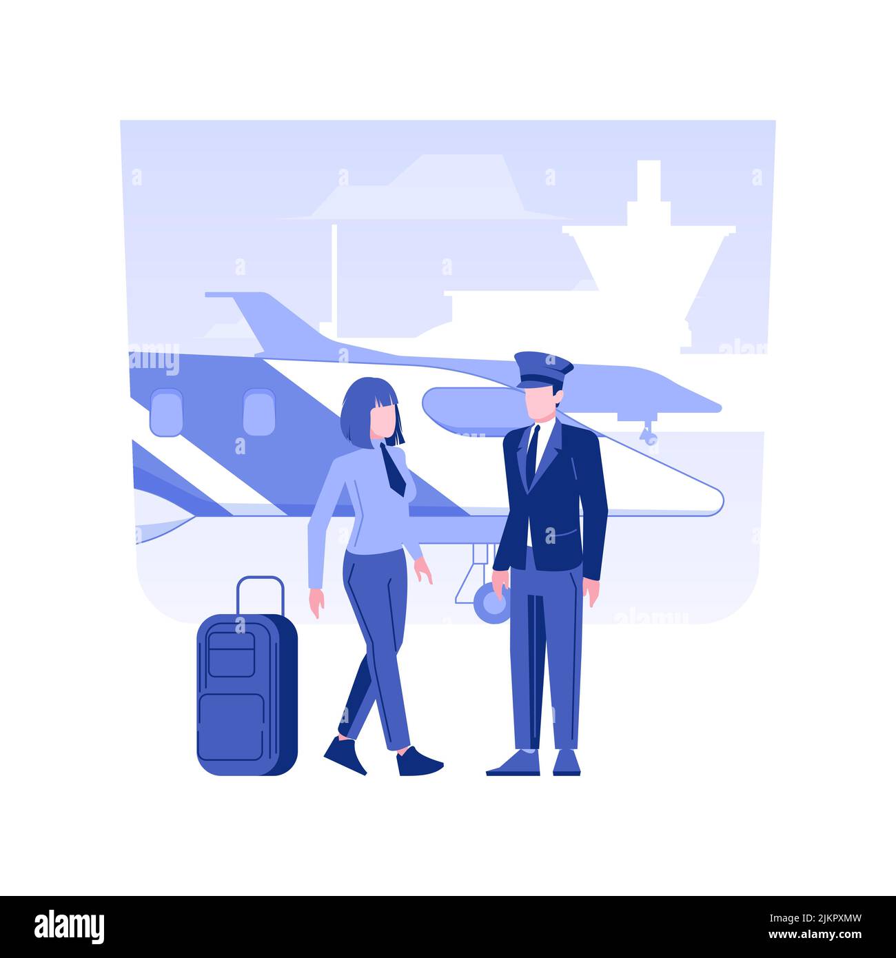 Meeting VIP passenger isolated concept vector illustration. Private jet ...