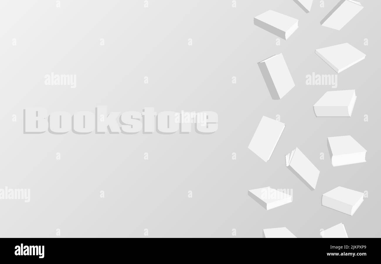 Bookstore white book booklet mockup postcard flat. Banner 3d layout ...