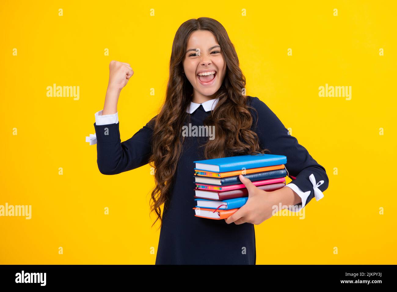 Excited face. Back to school. Portrait of teenage school girl with ...