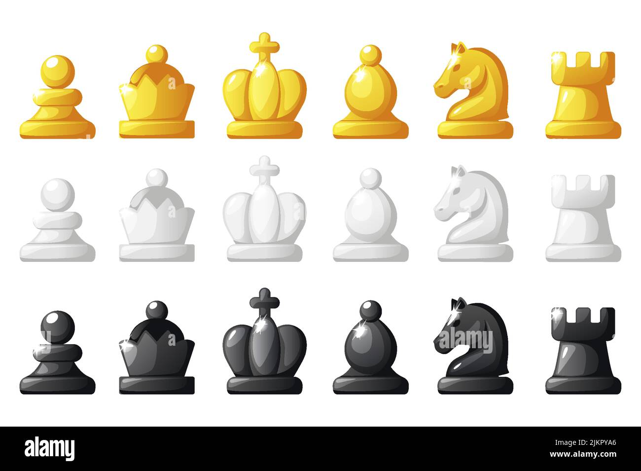 Set of chess figures for chess strategy board game. VectorBlack, white ...