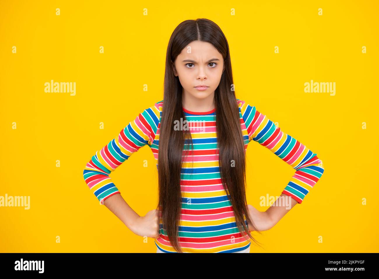 Angry face, upset emotions of teenager girl. Angry portrait young girl ...