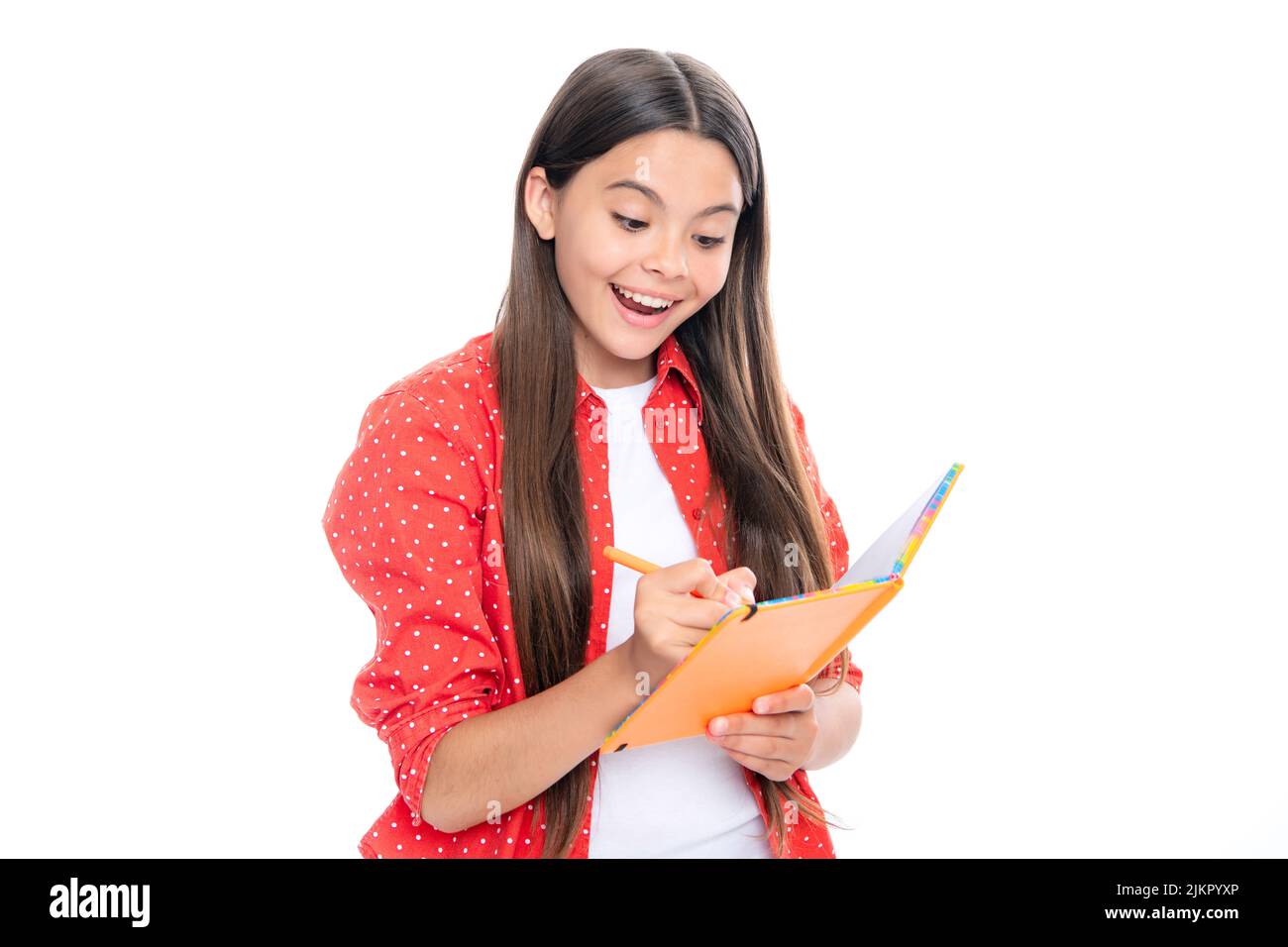 Teenager school girl study with books. Learning knowledge and kids ...