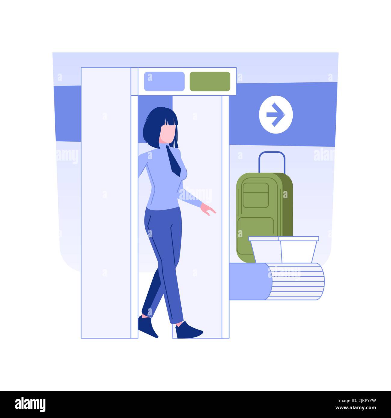 Security check isolated concept vector illustration. Woman deals with ...