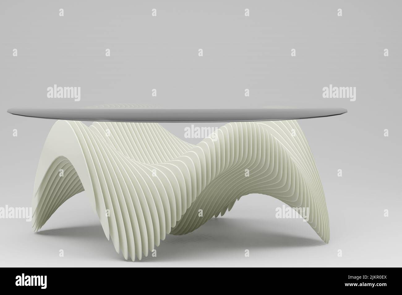 Organic design wave form table with glass top. 3d render image Stock ...