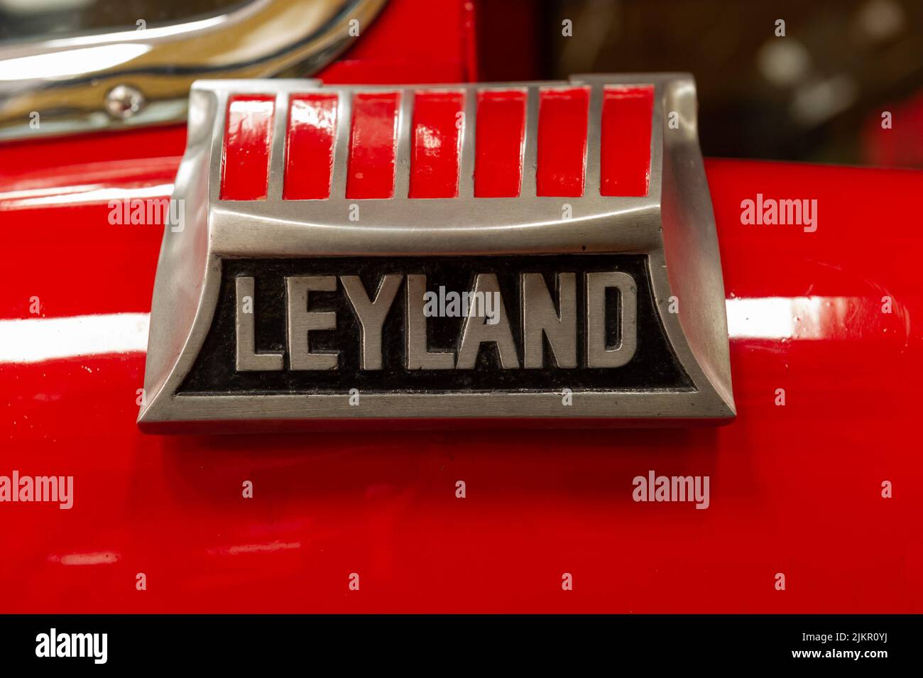 Vintage Leyland Bus Badge on a Midland Red Bus Stock Photo - Alamy