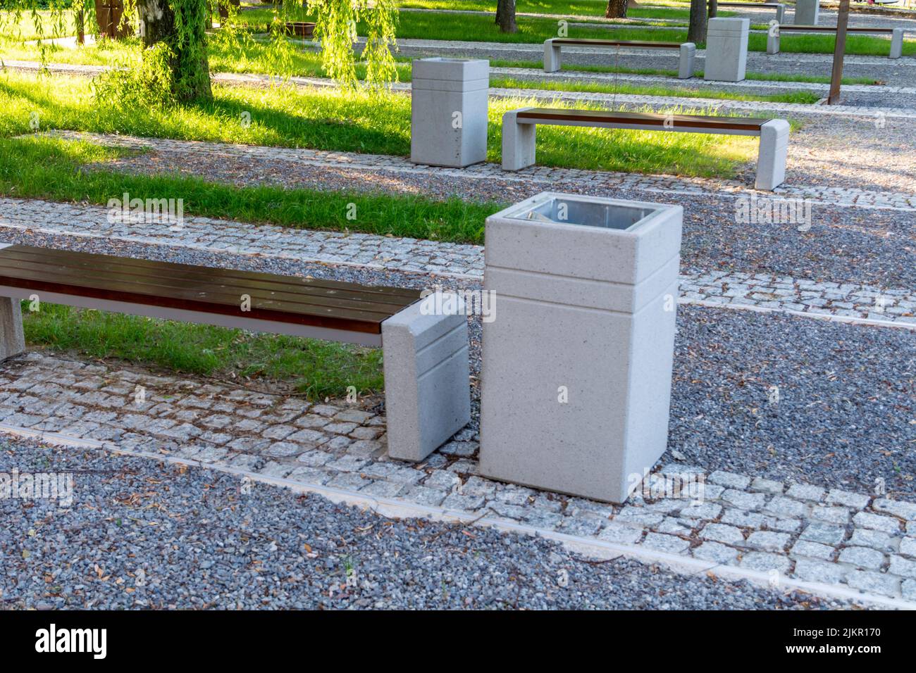 Concrete outdoor benches in park hi-res stock photography and images - Alamy