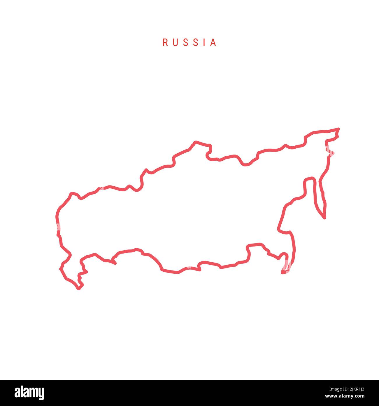 Russia editable outline map. Russian red border. Country name. Adjust ...