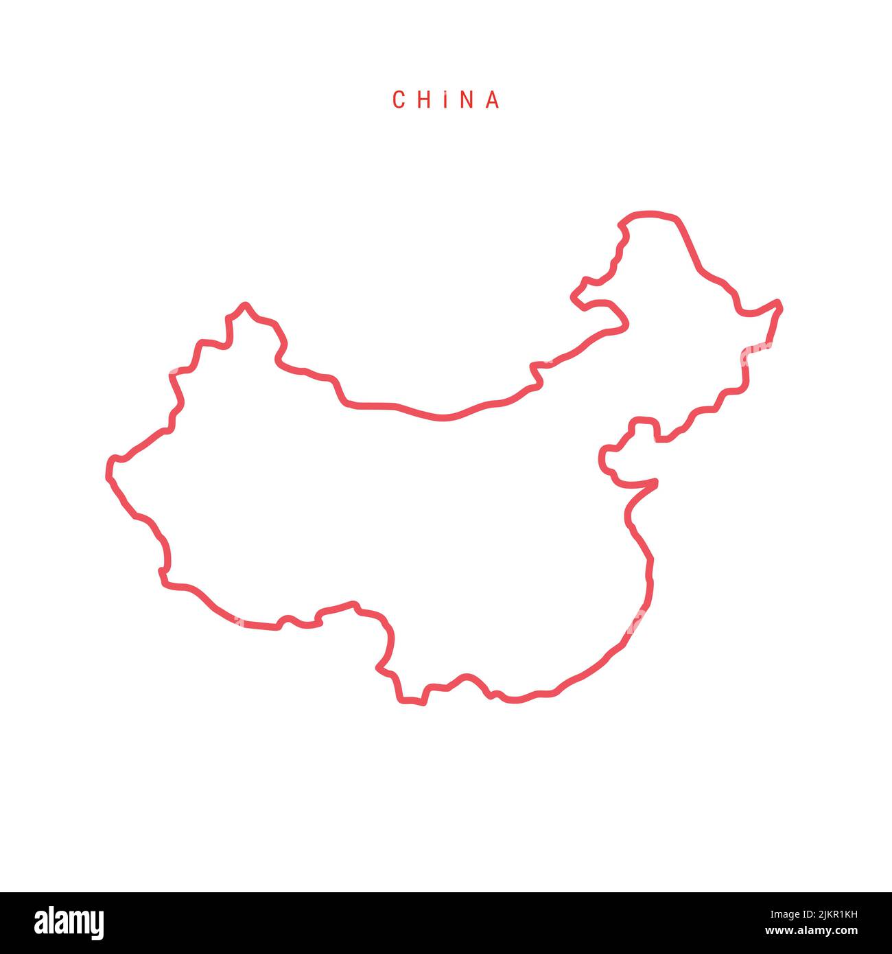 China editable outline map. Chinese red border. Country name. Adjust ...