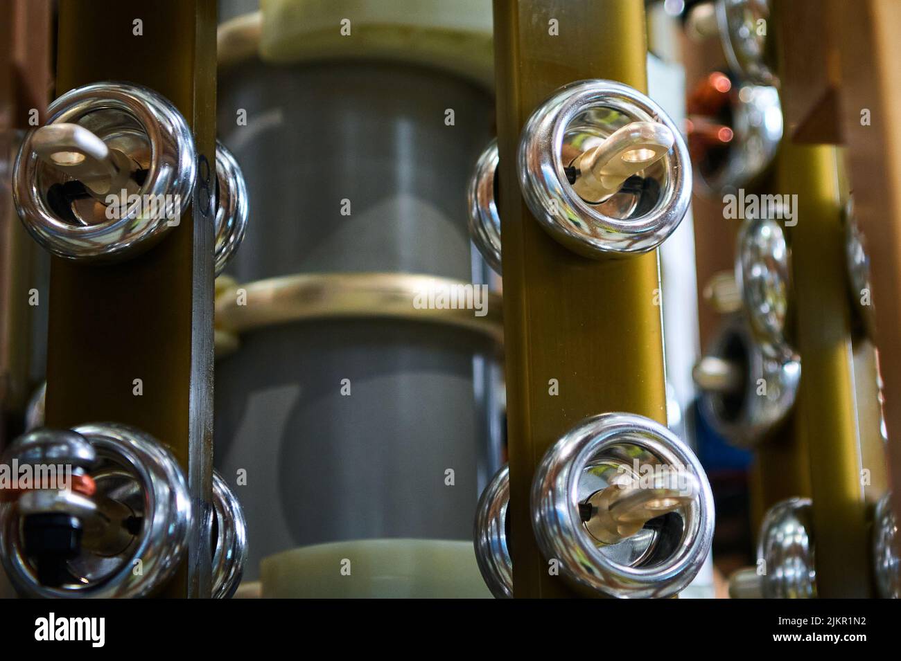 Details and wide busbars of high voltage power transformer Stock Photo ...