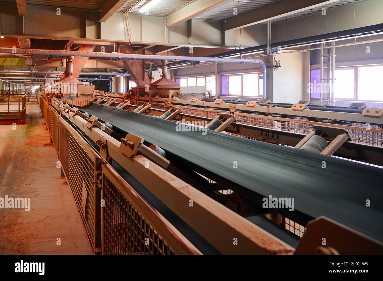 Conveyor belt to carry powder fertilizer of potassium salt Stock Photo ...