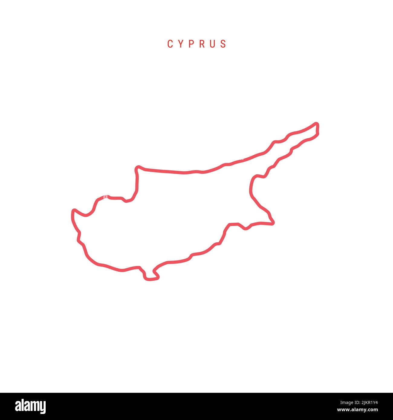 Cyprus editable outline map. Cypriot red border. Country name. Adjust ...
