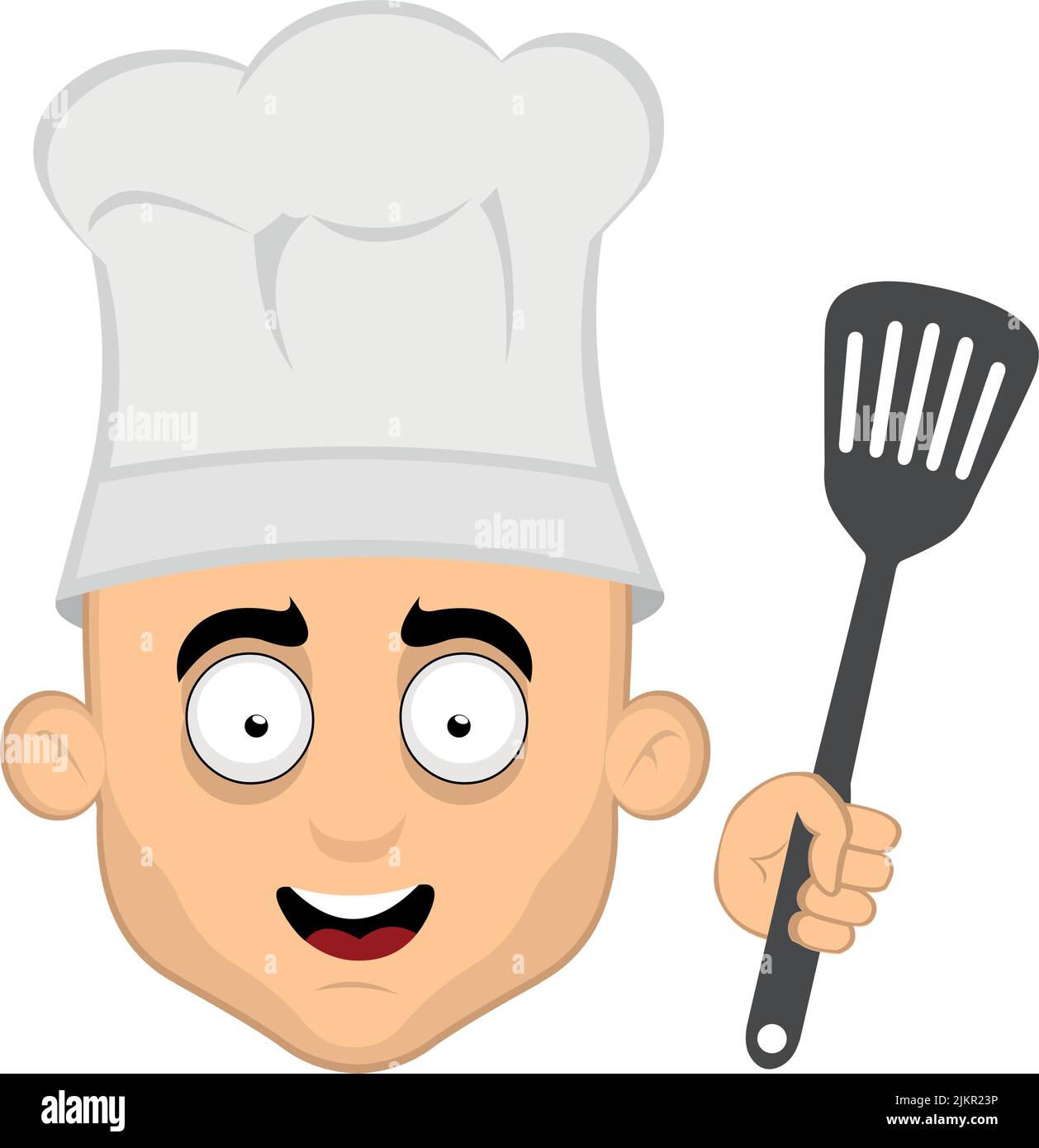 Vector illustration of the face man cartoon with a hat and chef spatula ...