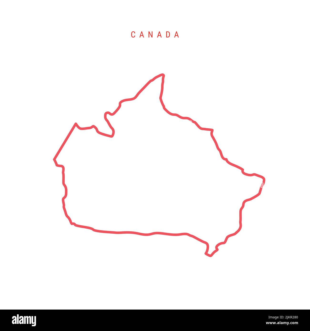 Canada editable outline map. Canadian red border. Country name. Adjust ...