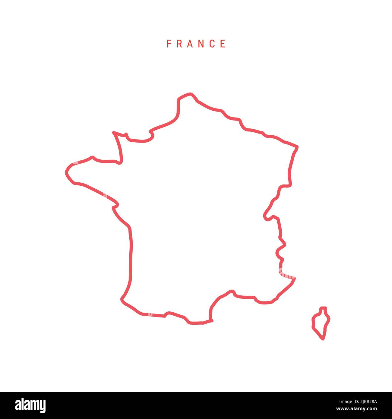 France editable outline map. French red border. Country name. Adjust ...