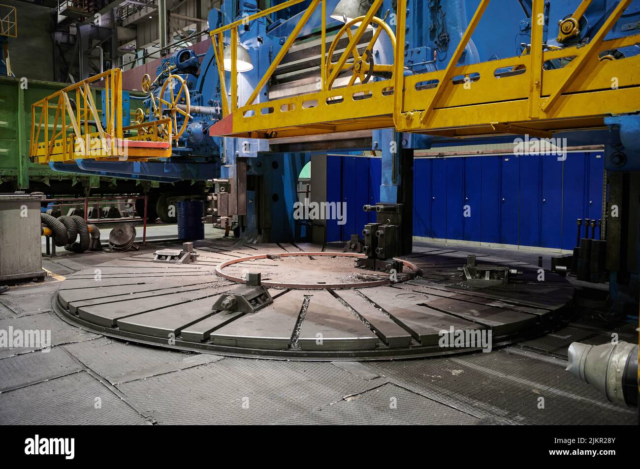 Vertical turning lathe machine tool used in plant workshop Stock Photo ...