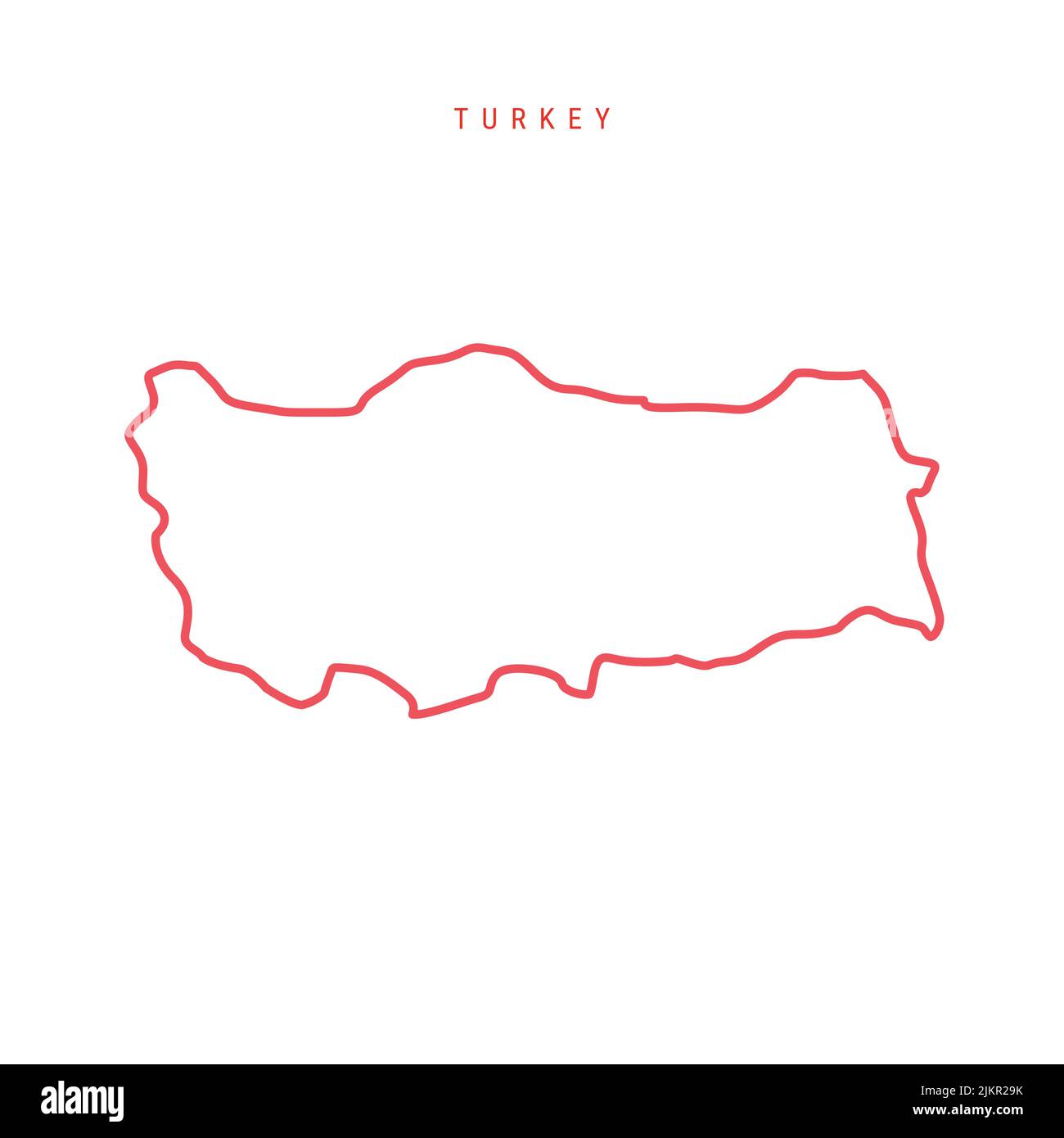 Turkey editable outline map. Turkish red border. Country name. Adjust ...