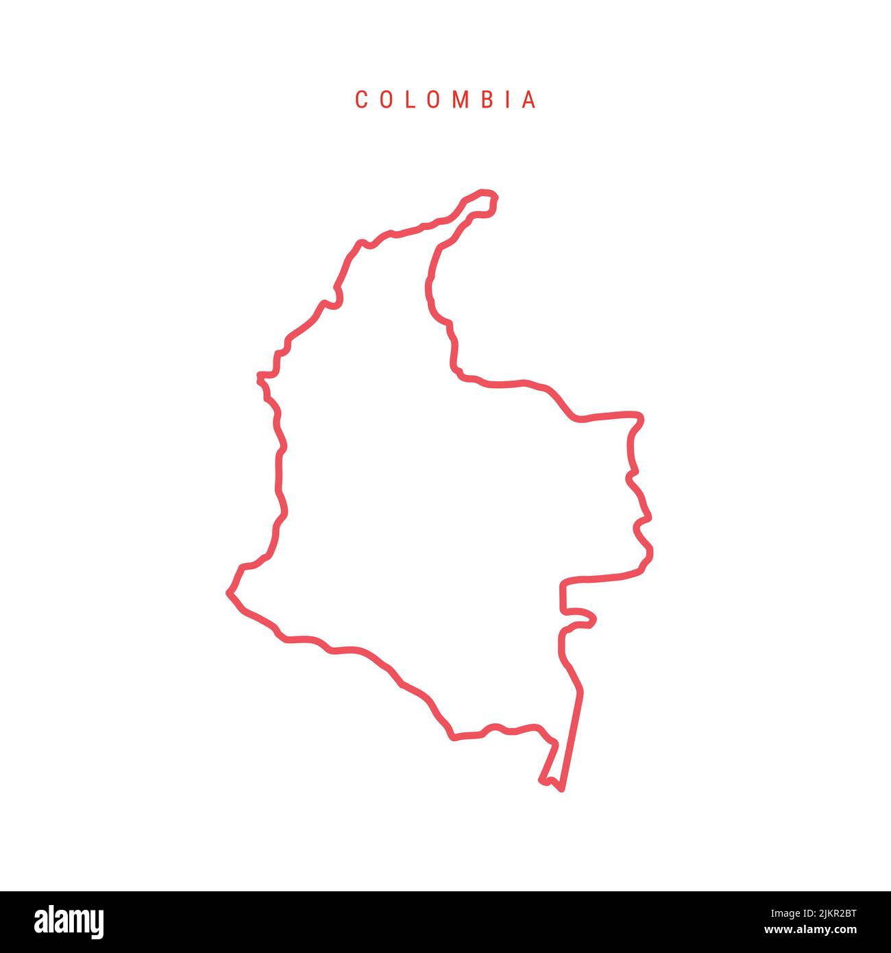 Colombia editable outline map. Colombian red border. Country name ...