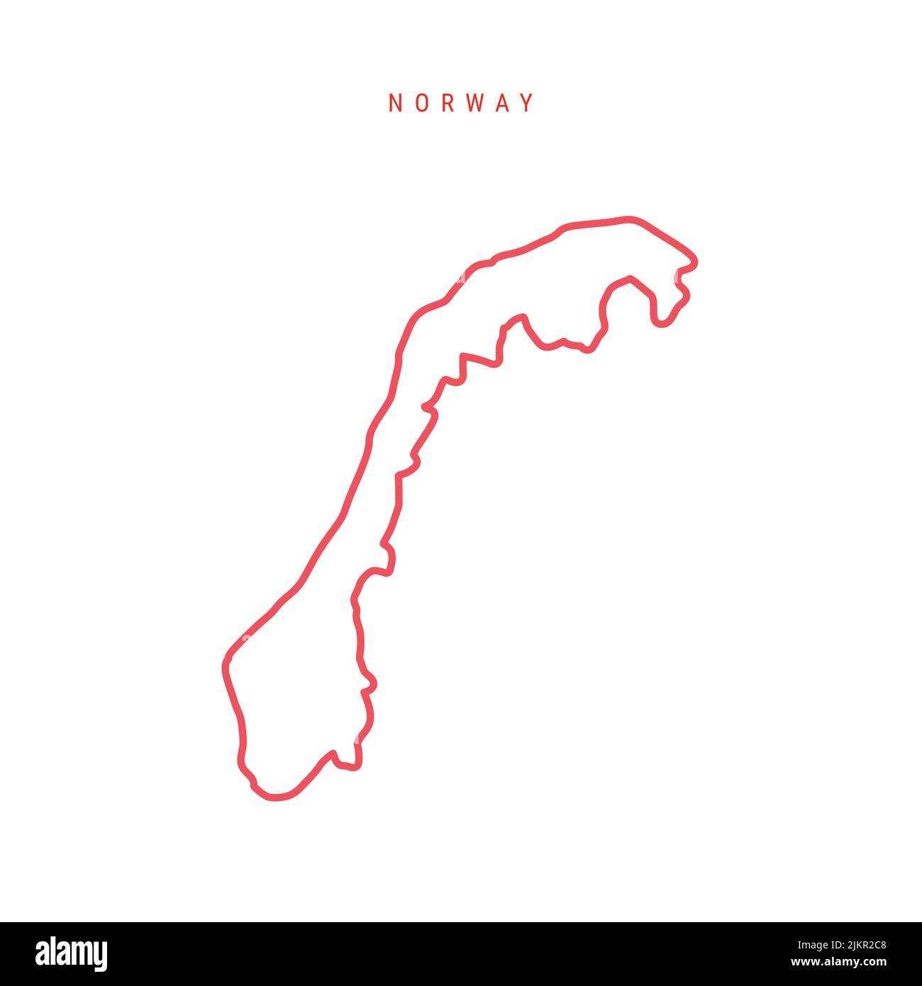 Norway editable outline map. Norwegian red border. Country name. Adjust ...