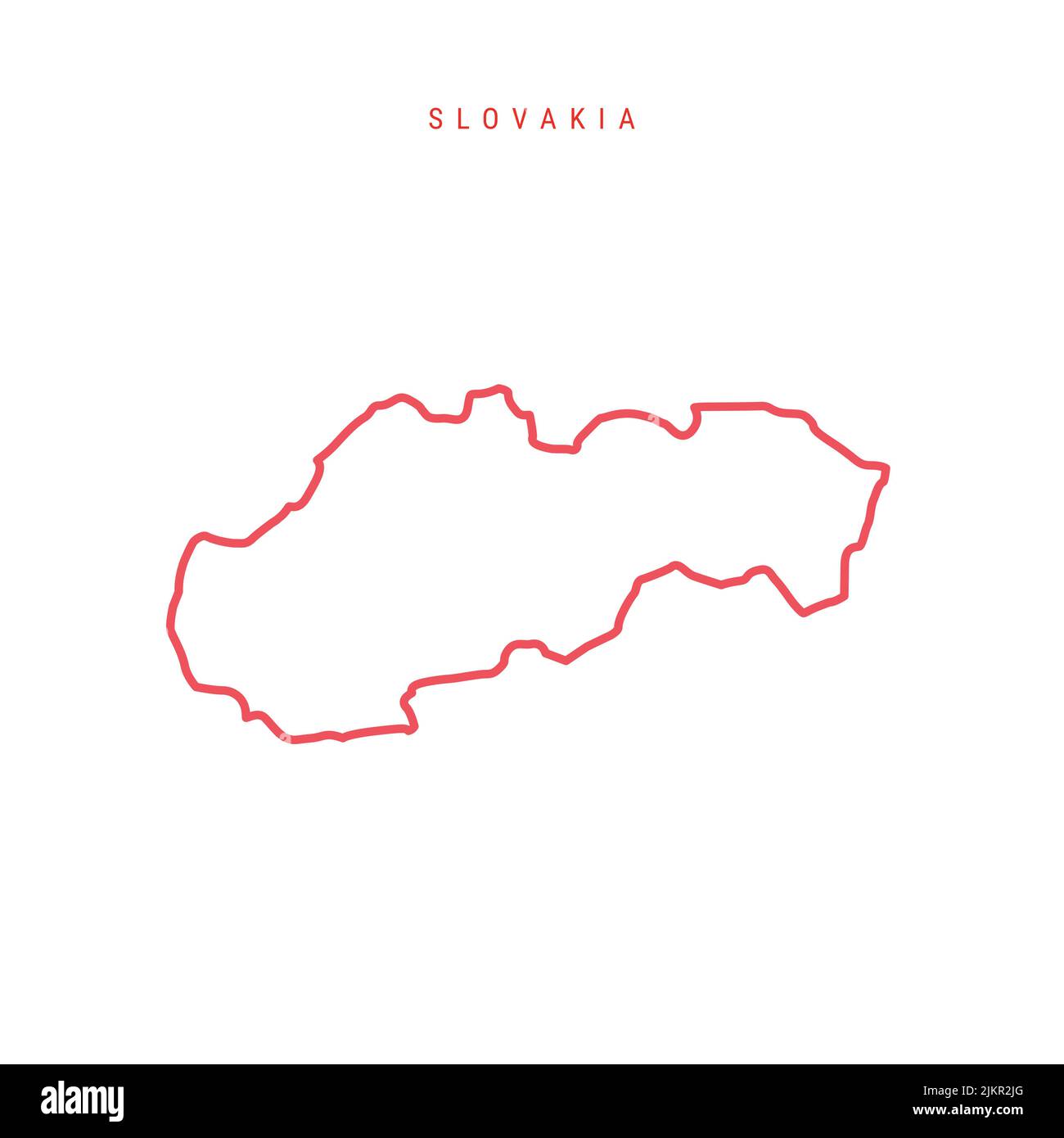 Slovakia editable outline map. Slovak red border. Country name. Adjust ...