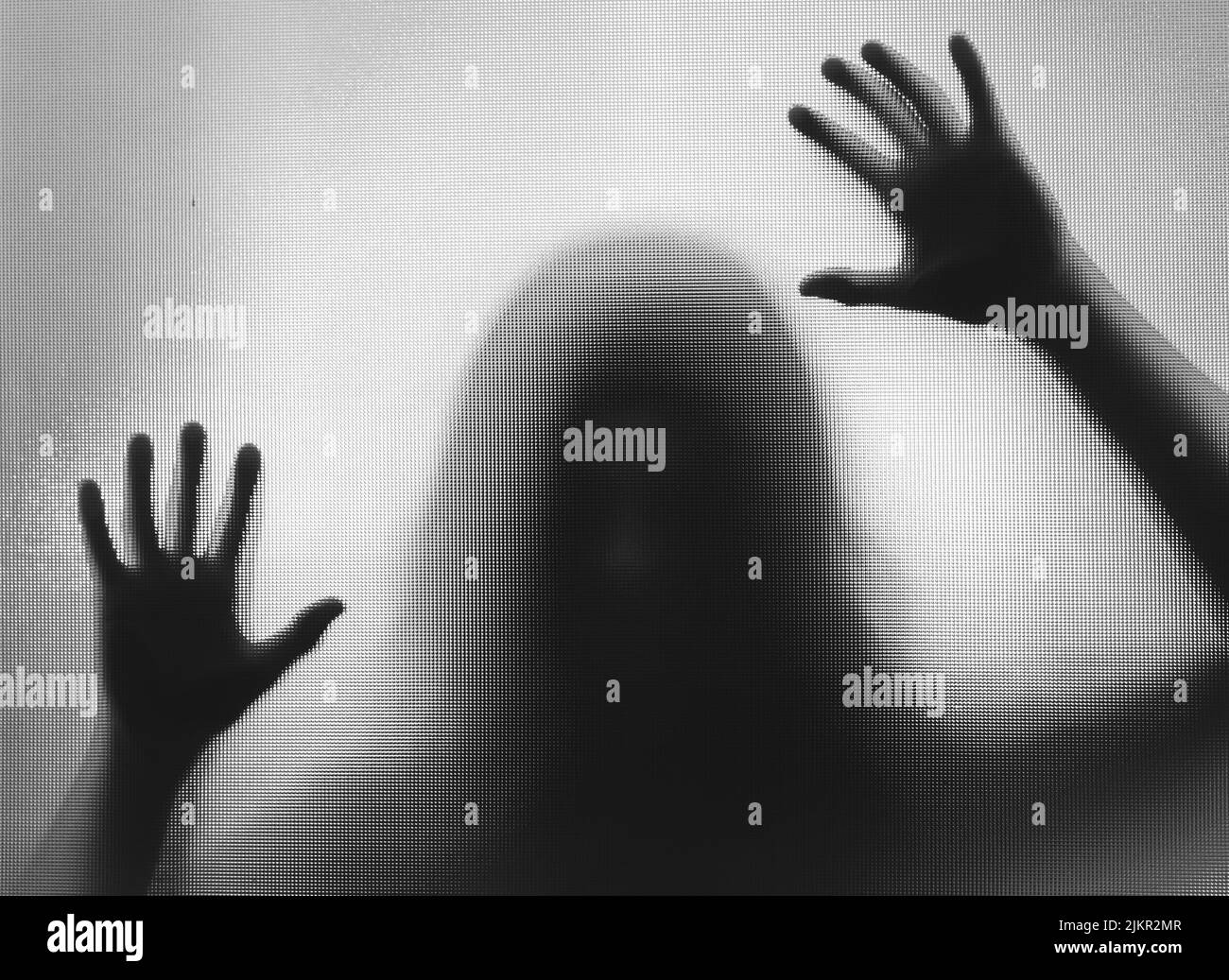 Horror ghost woman behind the matte glass. Halloween festival concept ...