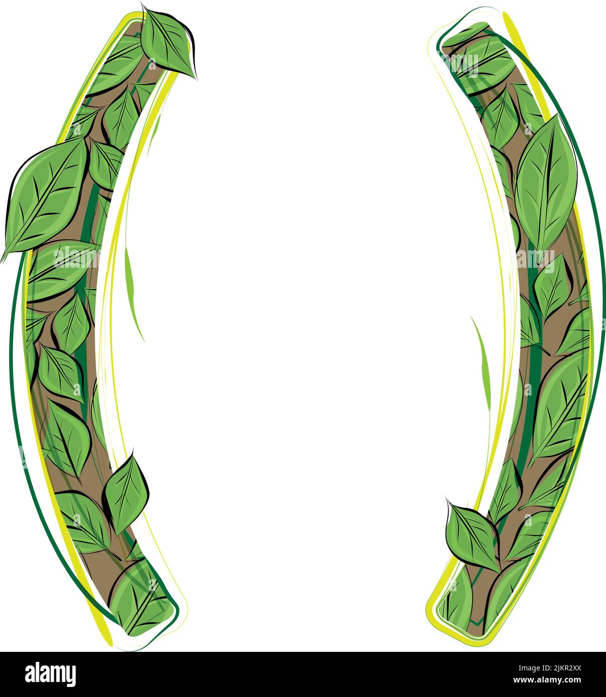 Green leaf parenthesis symbol sketch drawing vector Illustration Stock ...